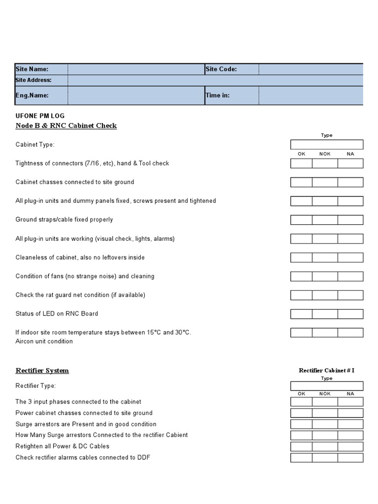 Comprehensive PM Log for Telecom Equipment | PDF | Electrical Connector ...