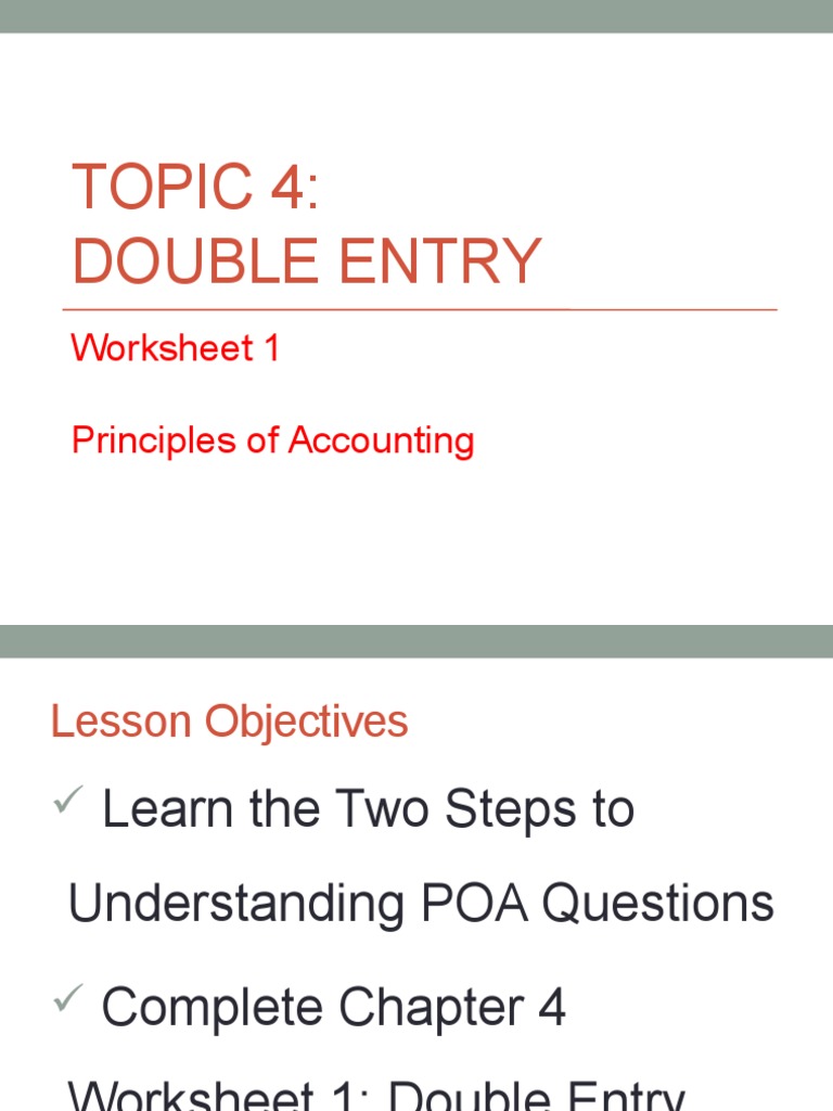 Topic 4 Double Entry - Worksheet 1 - v1.0 | PDF