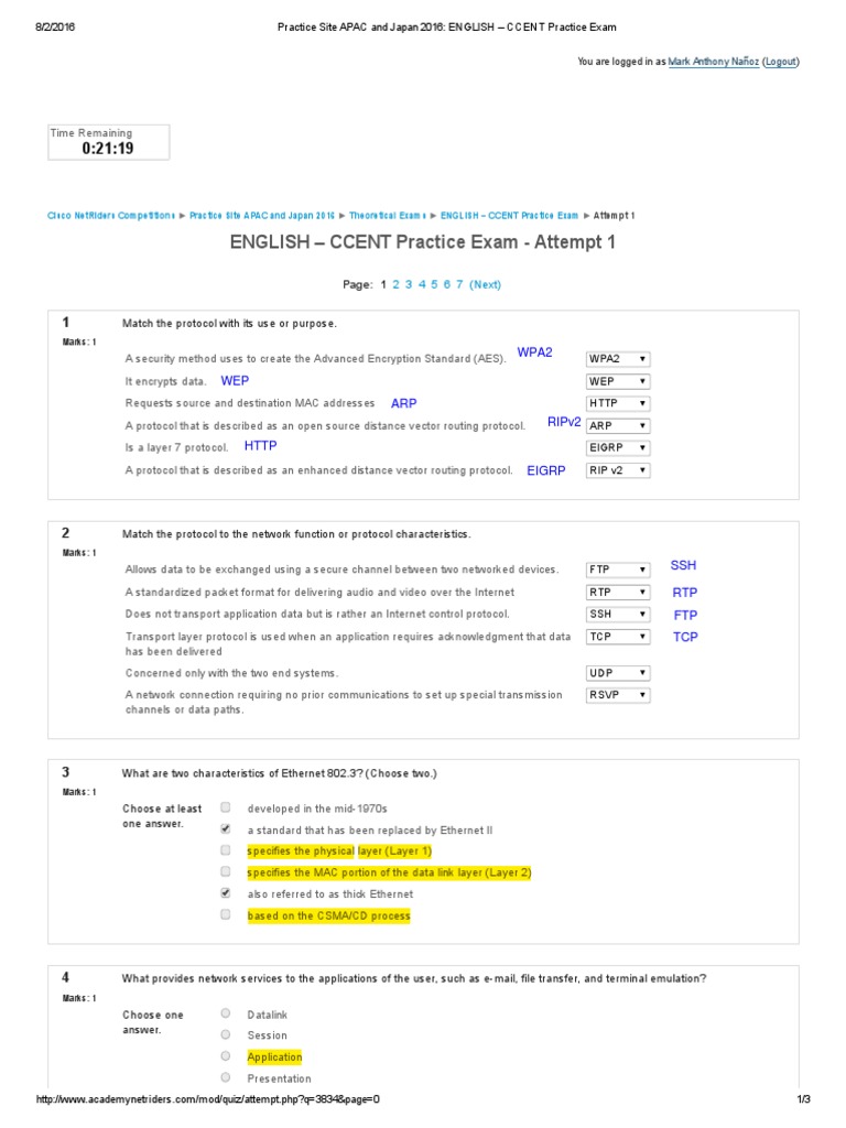 Practice Site APAC and Japan 2016 - ENGLISH - CCENT Practice Exam (1-10 ...