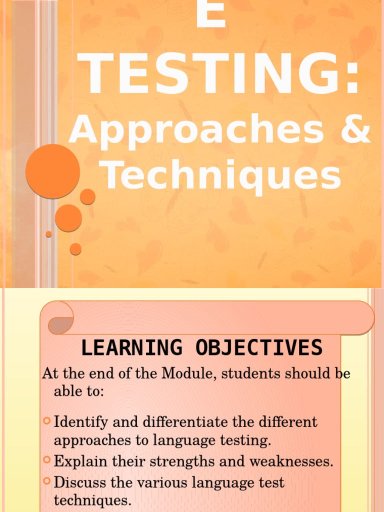 Language Testing - Approaches and Techniques | PDF | Educational ...