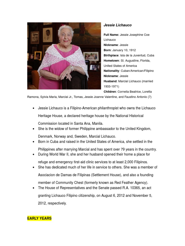 Jessie Lichauco: Philanthropist & Heritage | PDF | Philippines