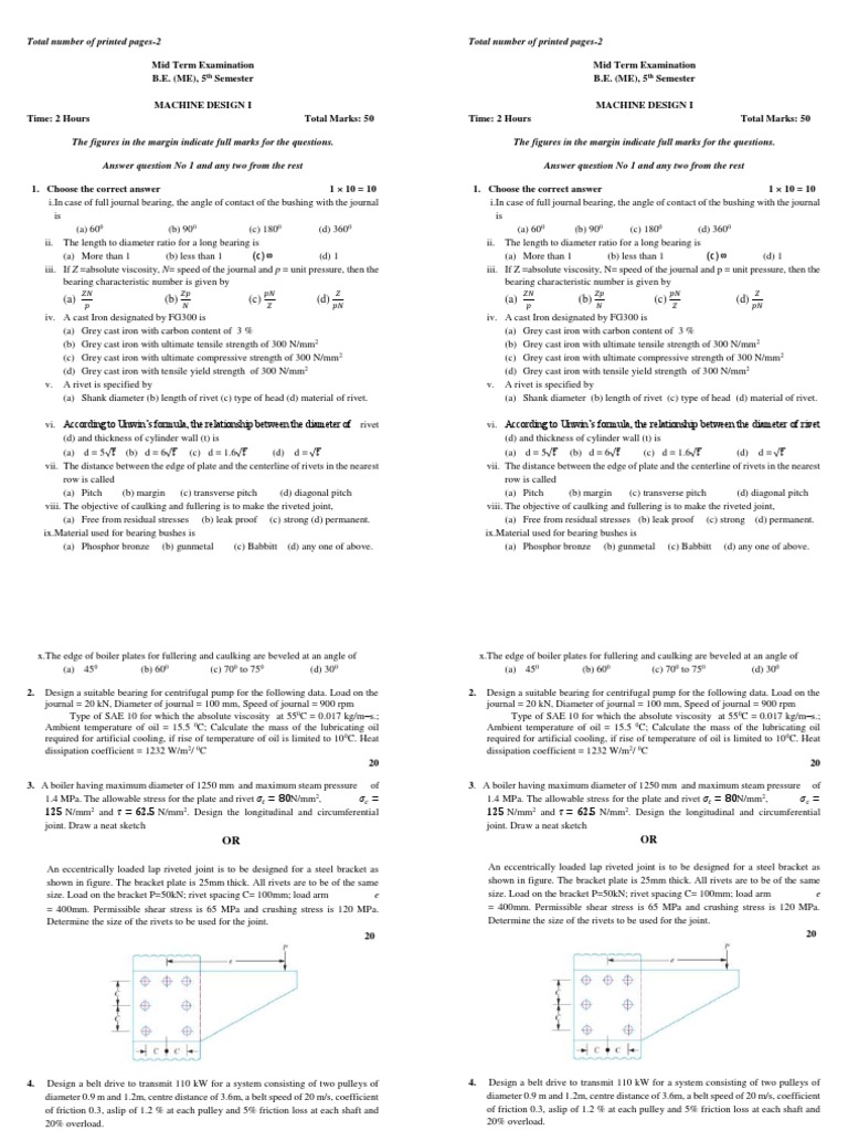 Machine Design Questions PDF | PDF | Belt (Mechanical) | Friction