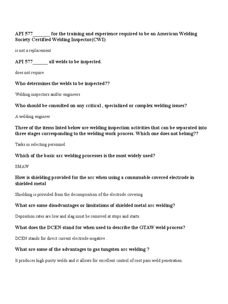 API 577 FlashCards | PDF | Welding | Construction