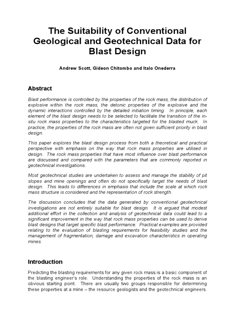 Blast Design and Rock Mass Properties | PDF | Geotechnical Engineering ...