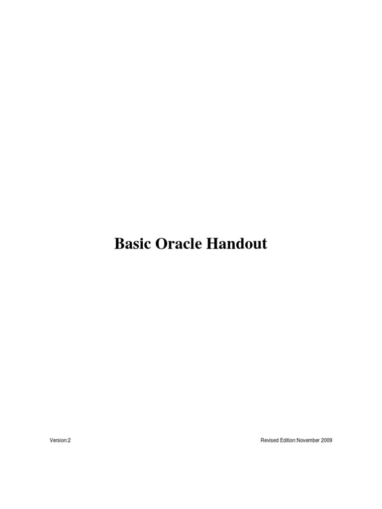 Basic Oracle Handout | PDF | Sql | Databases