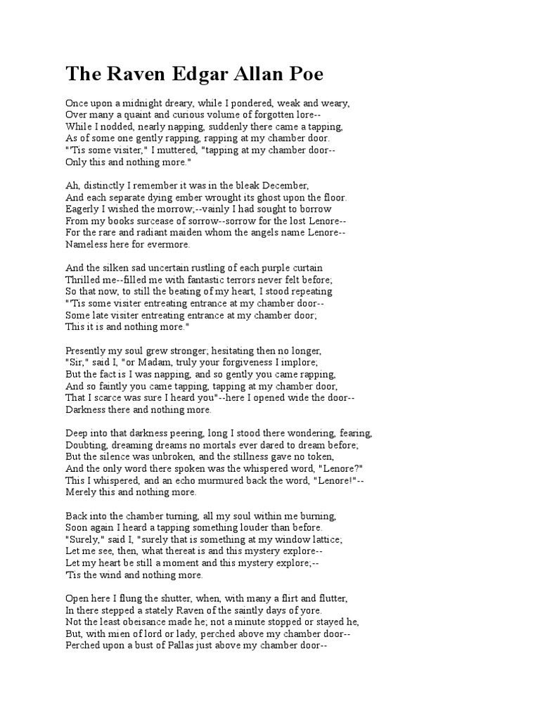 Edgar Allan Poe The Raven | PDF | The Raven | Poetry