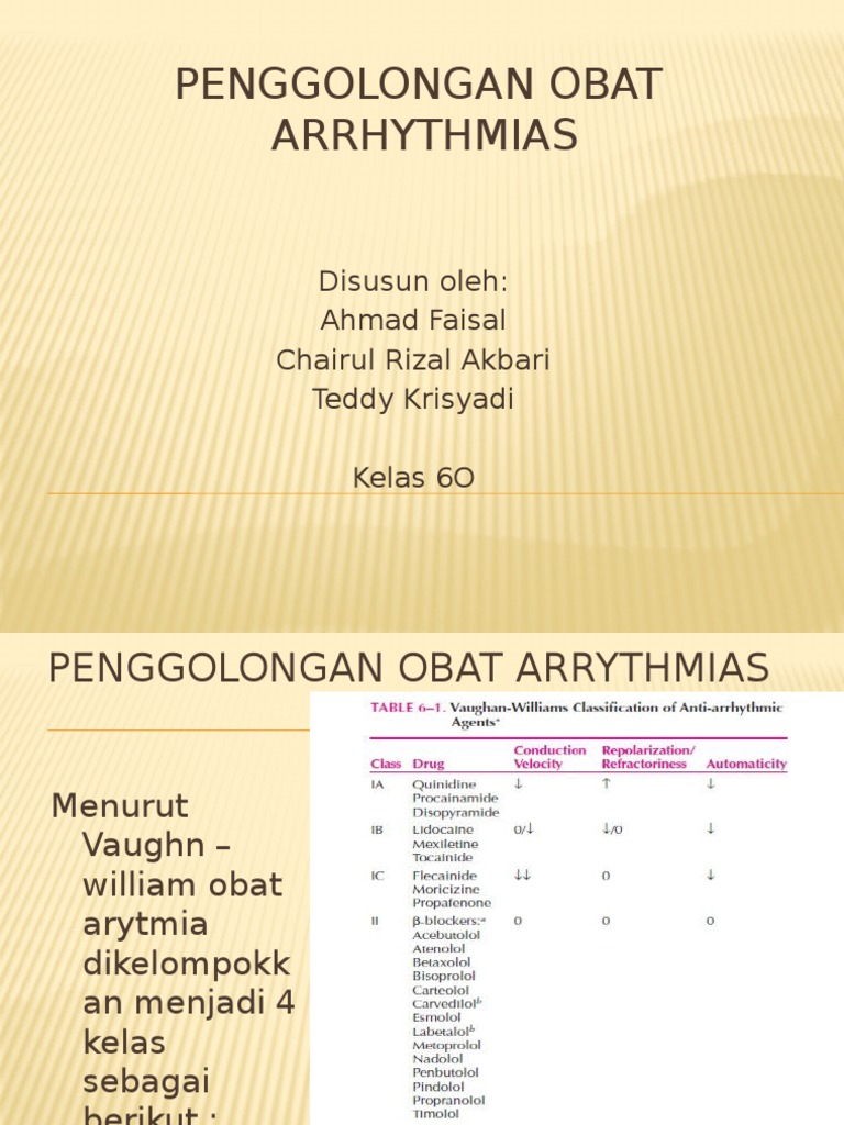 Penggolongan Obat Antiaritmia Fix!!!!!!!!!! | PDF | Kimia Obat | Kardiologi