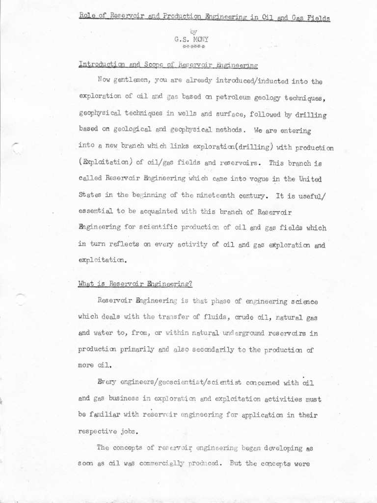 Role of Reservoir and Production Engineering | PDF | Transparent ...