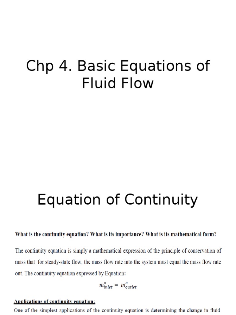 Basic Equations of Fluid Flow | PDF