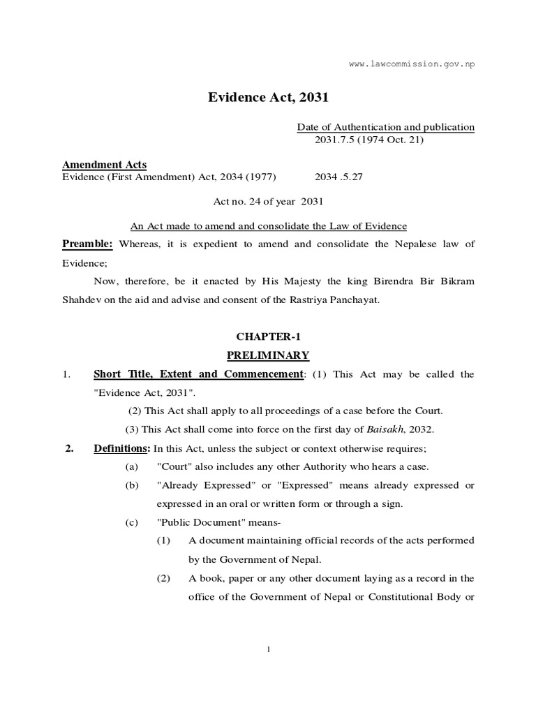 Evidence Act 2031 1974 | PDF | Cross Examination | Burden Of Proof (Law)