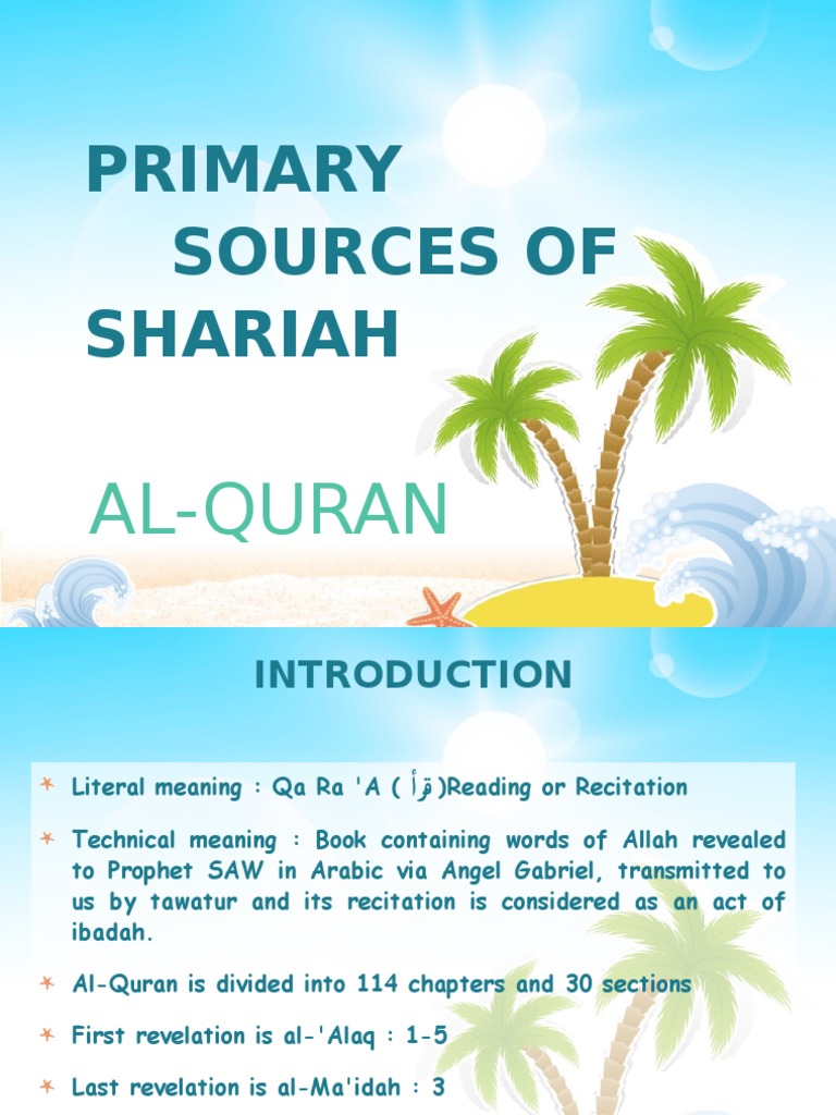 Primary Sources of Shariah | PDF | Quran | Islam