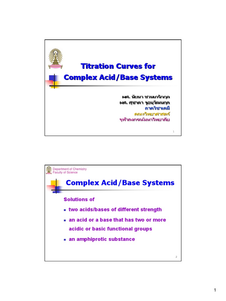 Titration Curves For Complex Acid/Base Systems | PDF | Ph | Acid