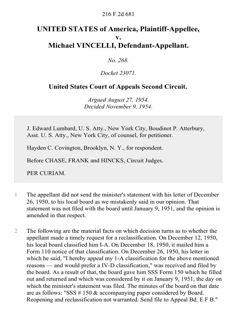 Vincelli Appeal: Reclassification Ruling | PDF | Supreme Court Of The ...