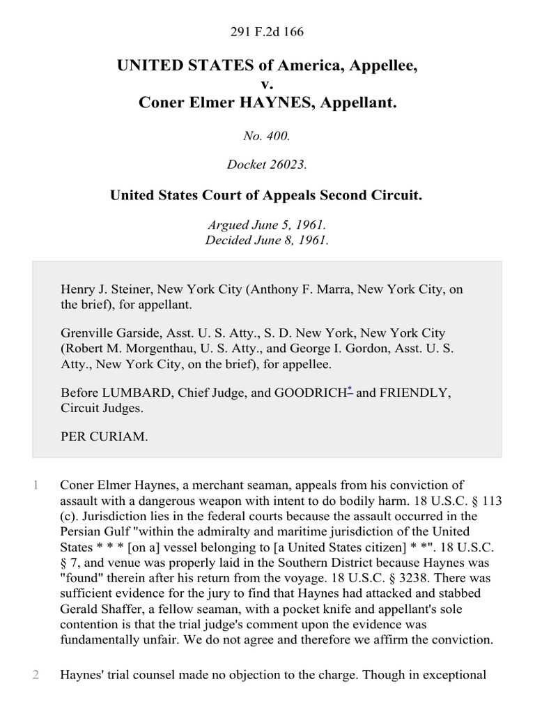 Haynes v. U.S. Assault Conviction Appeal | PDF | United States Federal ...