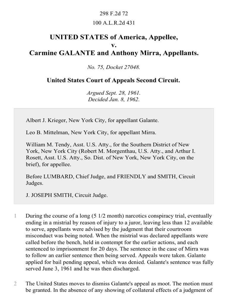 United States v. Carmine Galante and Anthony Mirra, 298 F.2d 72, 2d Cir ...