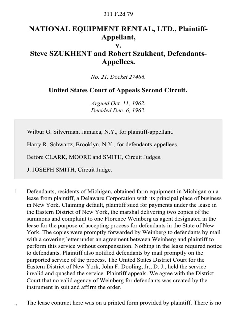 National Equipment Rental, Ltd. v. Steve Szukhent and Robert Szukhent ...
