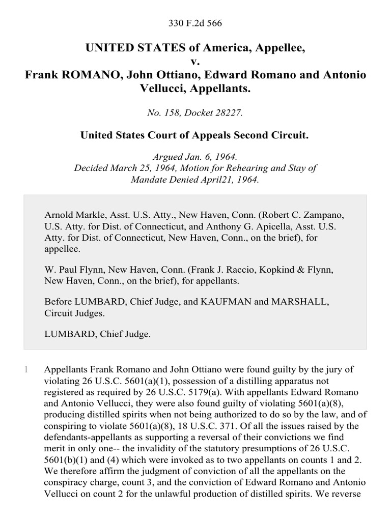 United States v. Frank Romano, John Ottiano, Edward Romano and Antonio ...