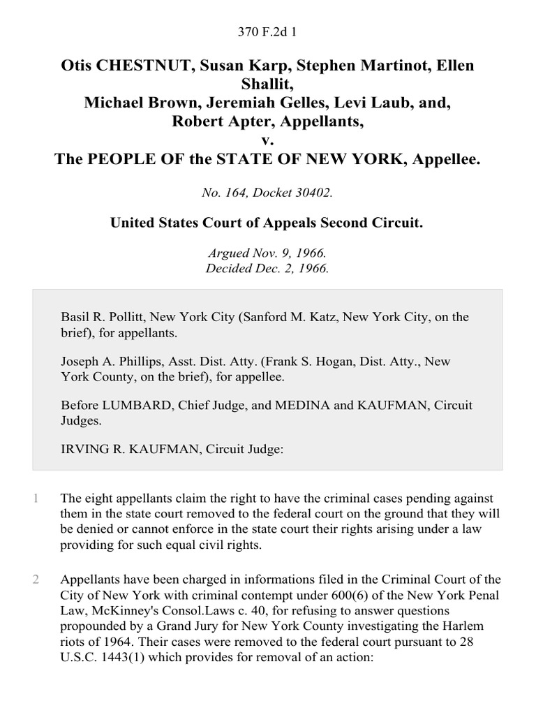 Otis Chestnut, Susan Karp, Stephen Martinot, Ellen Shallit, Michael ...