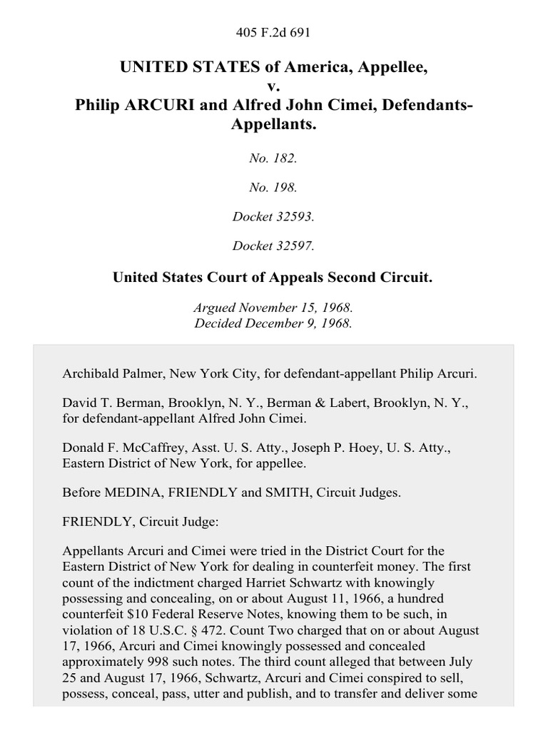 United States v. Philip Arcuri and Alfred John Cimei, 405 F.2d 691, 2d ...