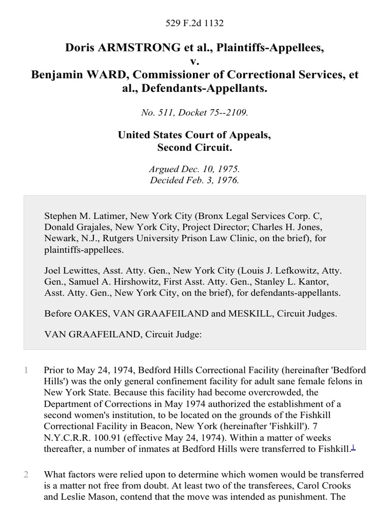 Doris Armstrong v. Benjamin Ward, Commissioner of Correctional Services ...