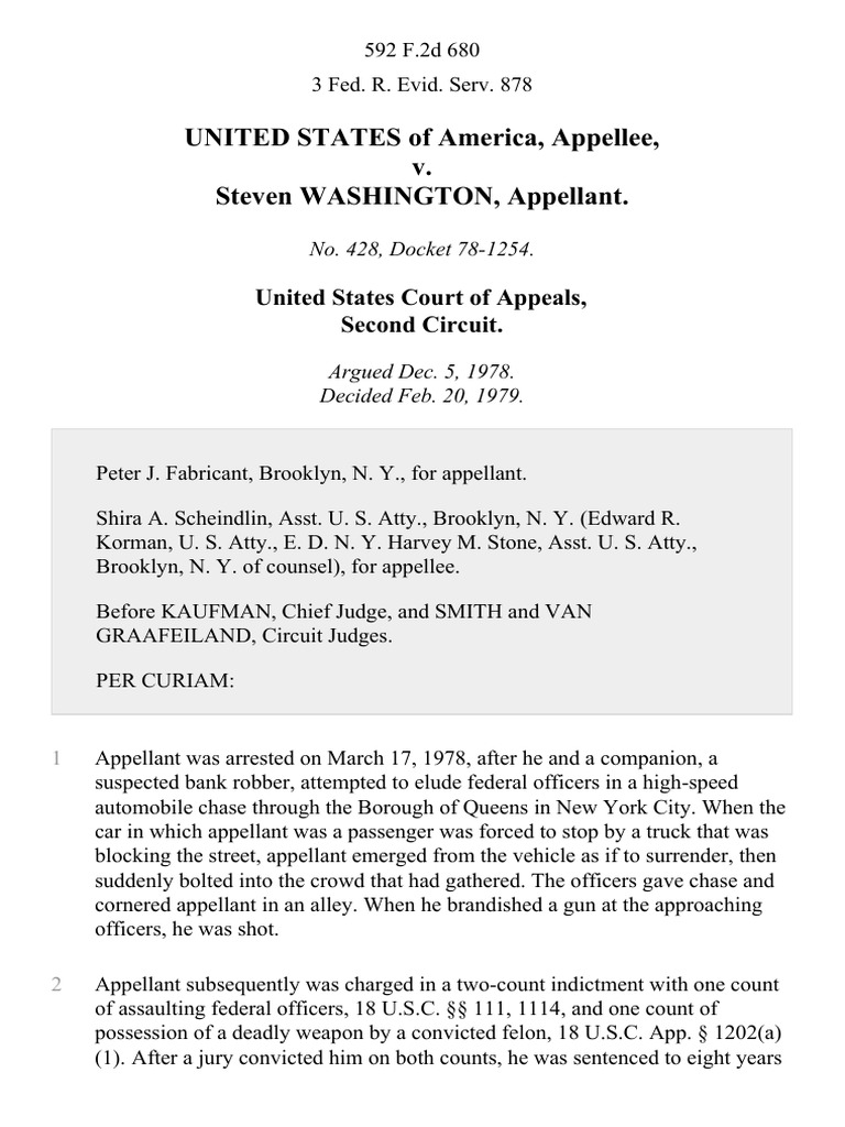 United States v. Steven Washington, 592 F.2d 680, 2d Cir. (1979) | PDF ...