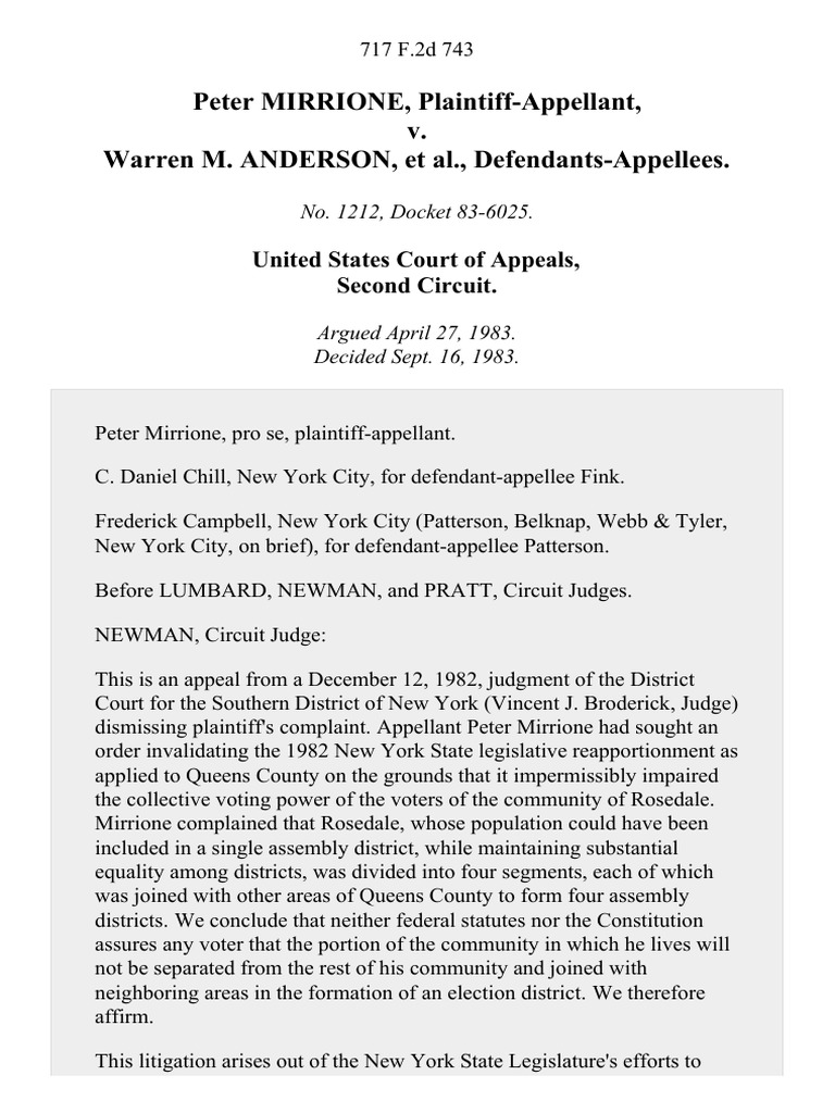 Peter Mirrione v. Warren M. Anderson, 717 F.2d 743, 2d Cir. (1983 ...