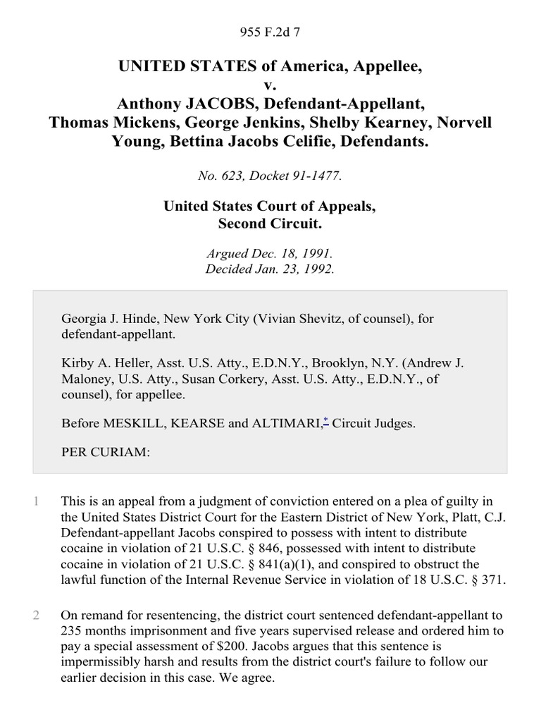 Appeal of Jacobs' Sentencing Decision | PDF | United States Federal ...