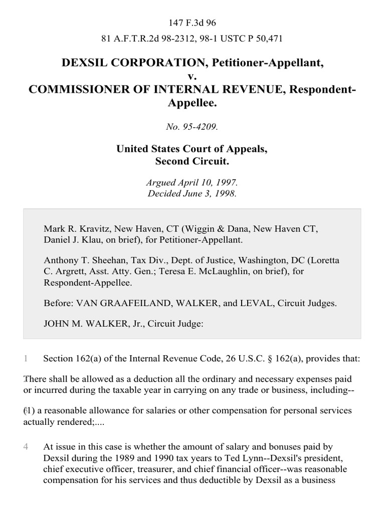 Dexsil Corporation v. Commissioner of Internal Revenue, 147 F.3d 96, 2d Cir. (1998) | PDF ...