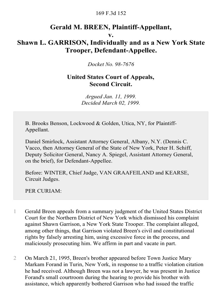 Gerald M. Breen v. Shawn L. Garrison, Individually and As A New York ...