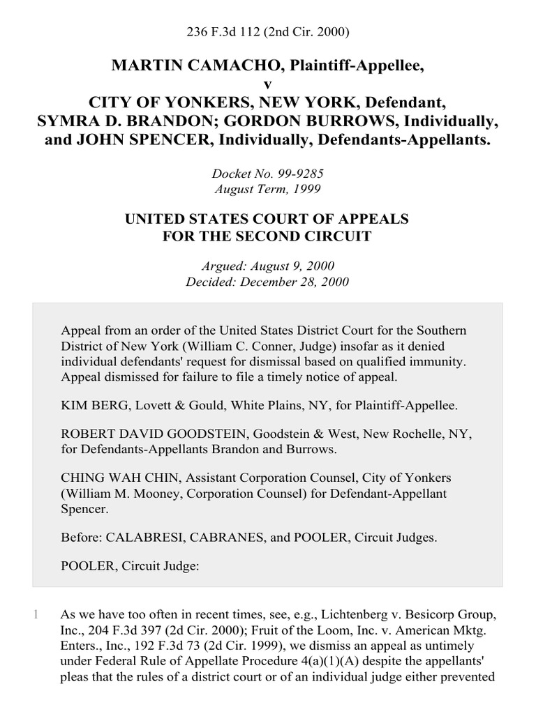 Martin Camacho v. City of Yonkers, New York, Symra D. Brandon Gordon ...