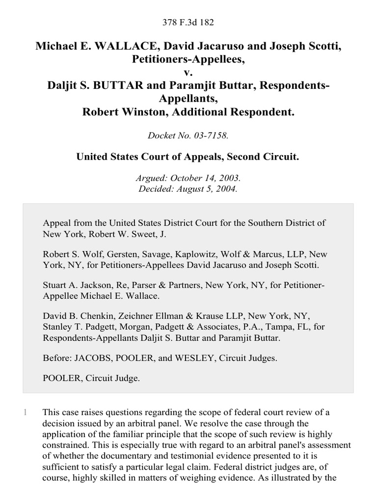 Michael E. Wallace, David Jacaruso and Joseph Scotti v. Daljit S ...