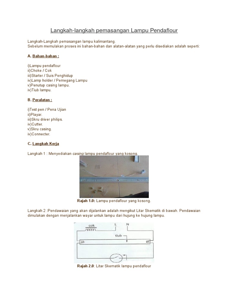 Langkah Langkah Pemasangan Lampu Pendaflour | PDF