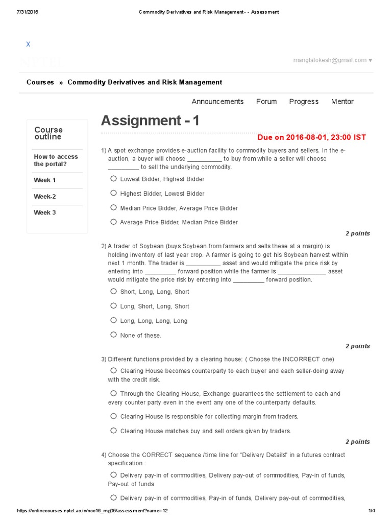 Commodity Derivatives Assessment Guide | PDF | Clearing House (Finance ...