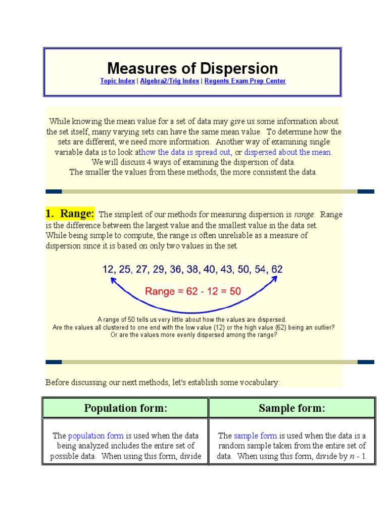 Measures of Dispersion | PDF