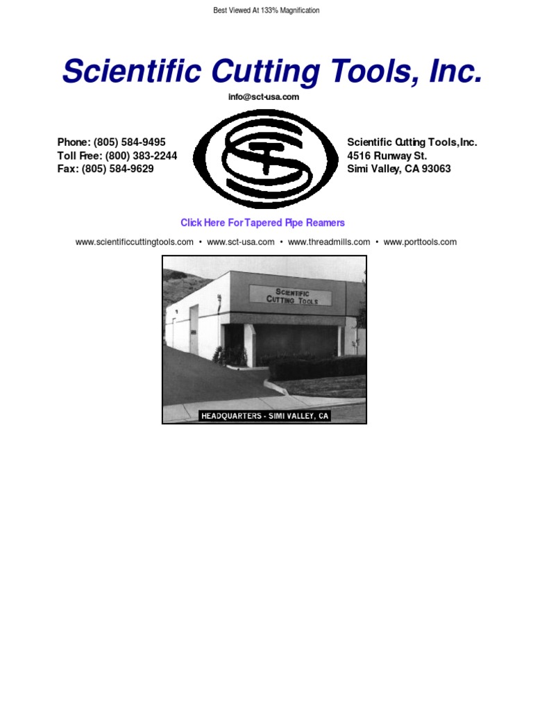 Scientific Cutting Tools, Inc | PDF
