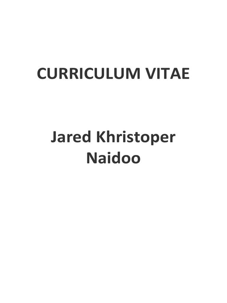 Jared Naidoo CV | PDF | Information System | Academic Degree
