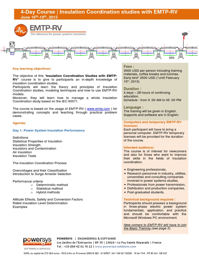 4-Day Course on Insulation Coordination Studies Using EMTP-RV | PDF ...