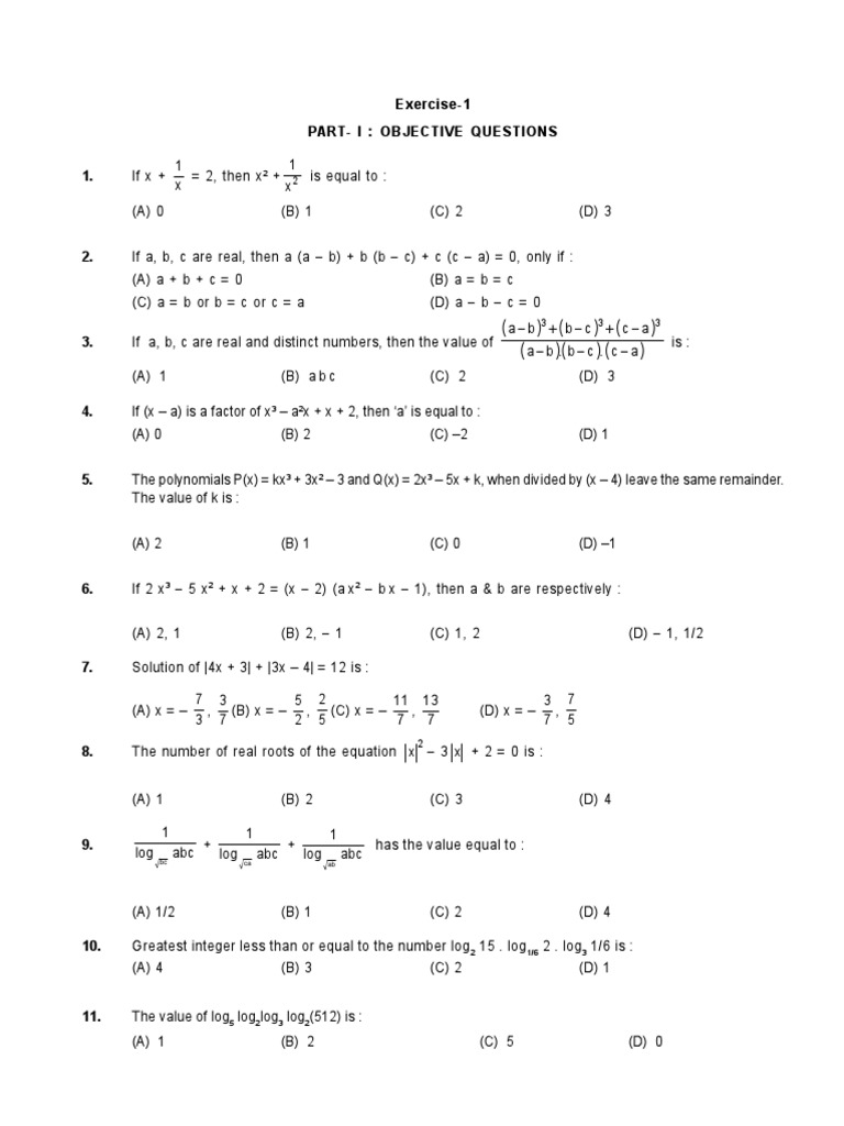 Fundamental of Mathematics - Long Practice Sheet | PDF | Logarithm ...