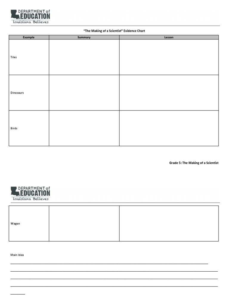 Scien l3 Evidence Chart Blank | PDF