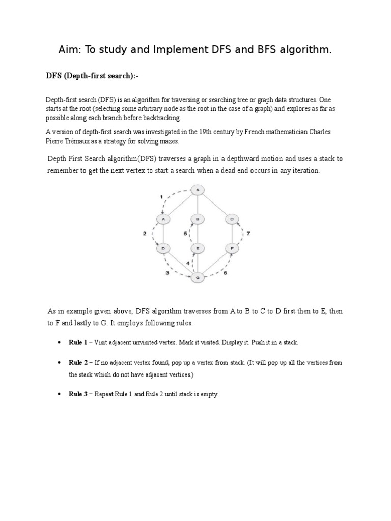 DFS and BFS Algorithm | PDF | Algorithms | Combinatorics DFS and BFS Algorithm | PDF | Algorithms | Combinatorics