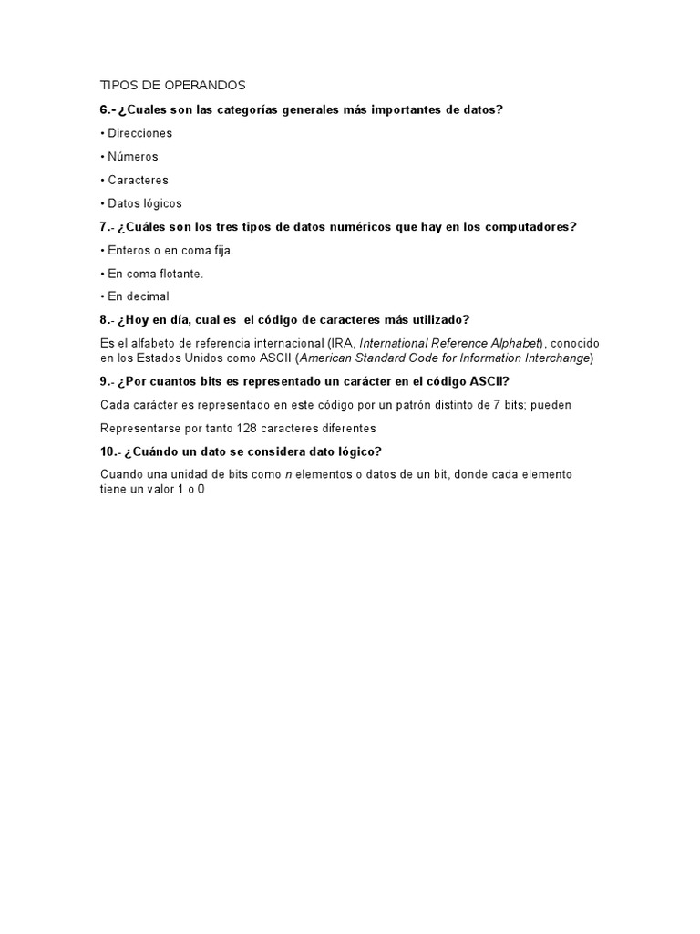 Tipos de Operandos | PDF