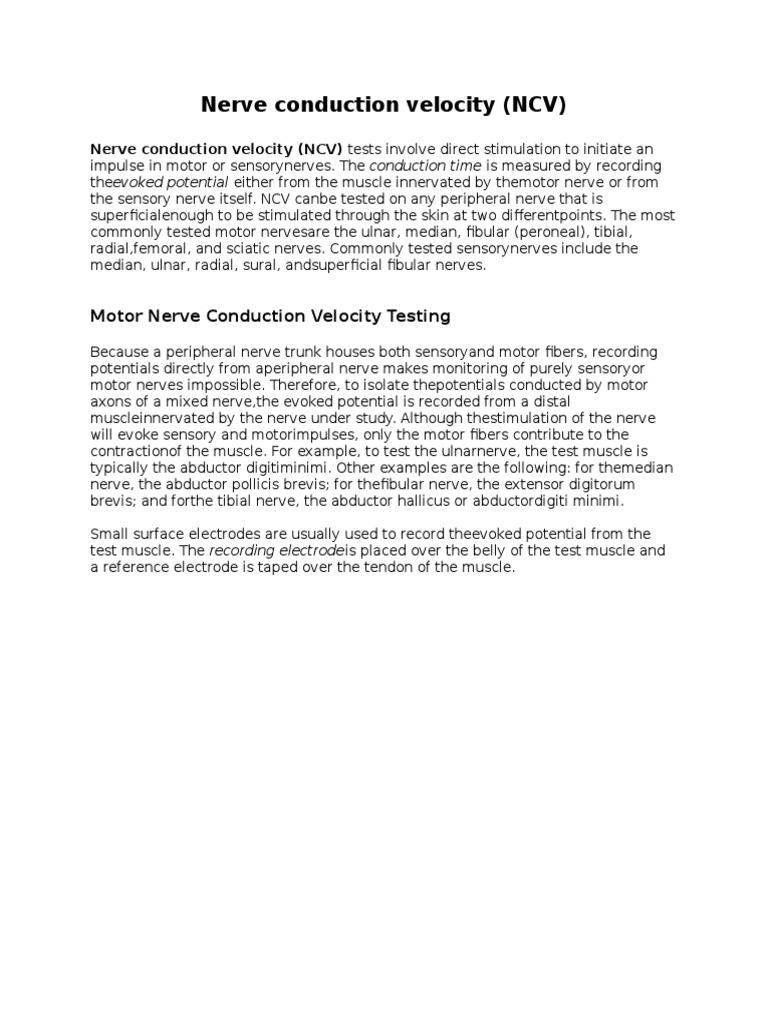Nerve Conduction Velocity | PDF