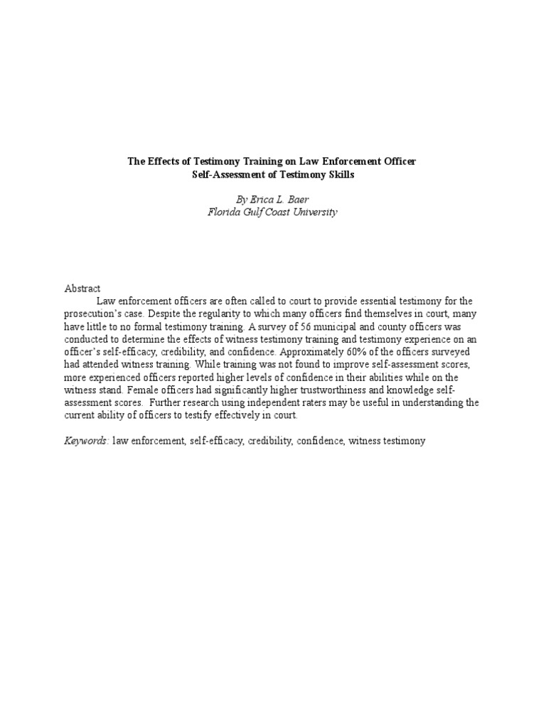 Police Officer Testimony | PDF | Witness | Nonverbal Communication