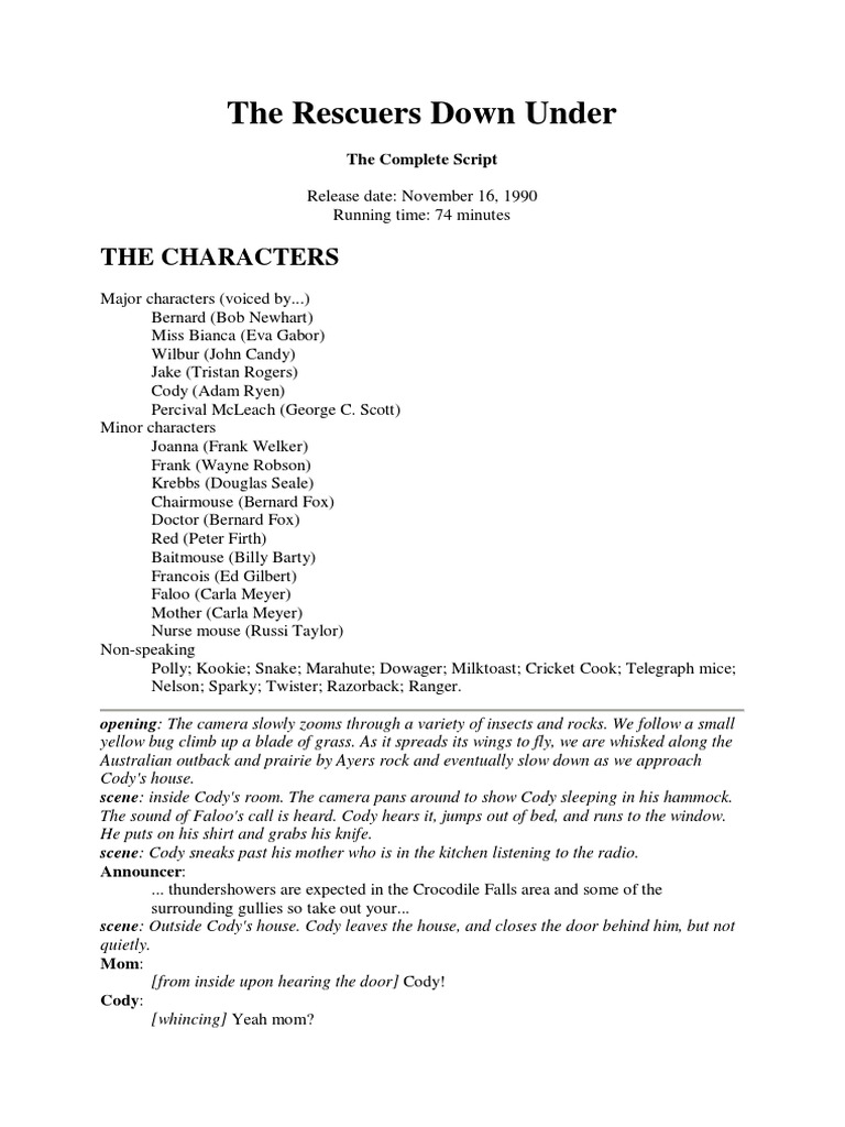 The Rescuers Down Under | PDF | Leisure