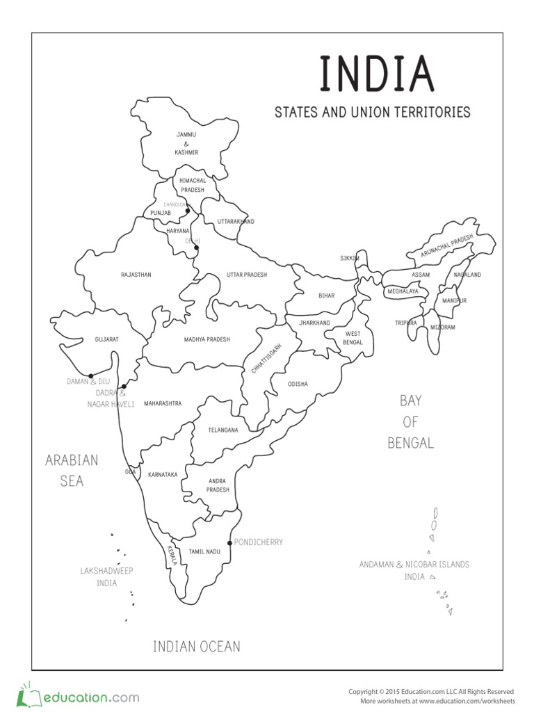 Map of India States and Capitals | PDF