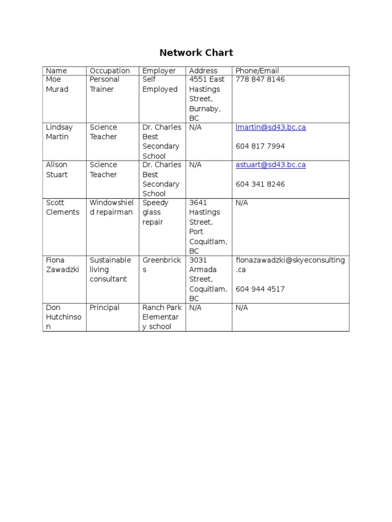 Network Chart of Local Professionals | PDF