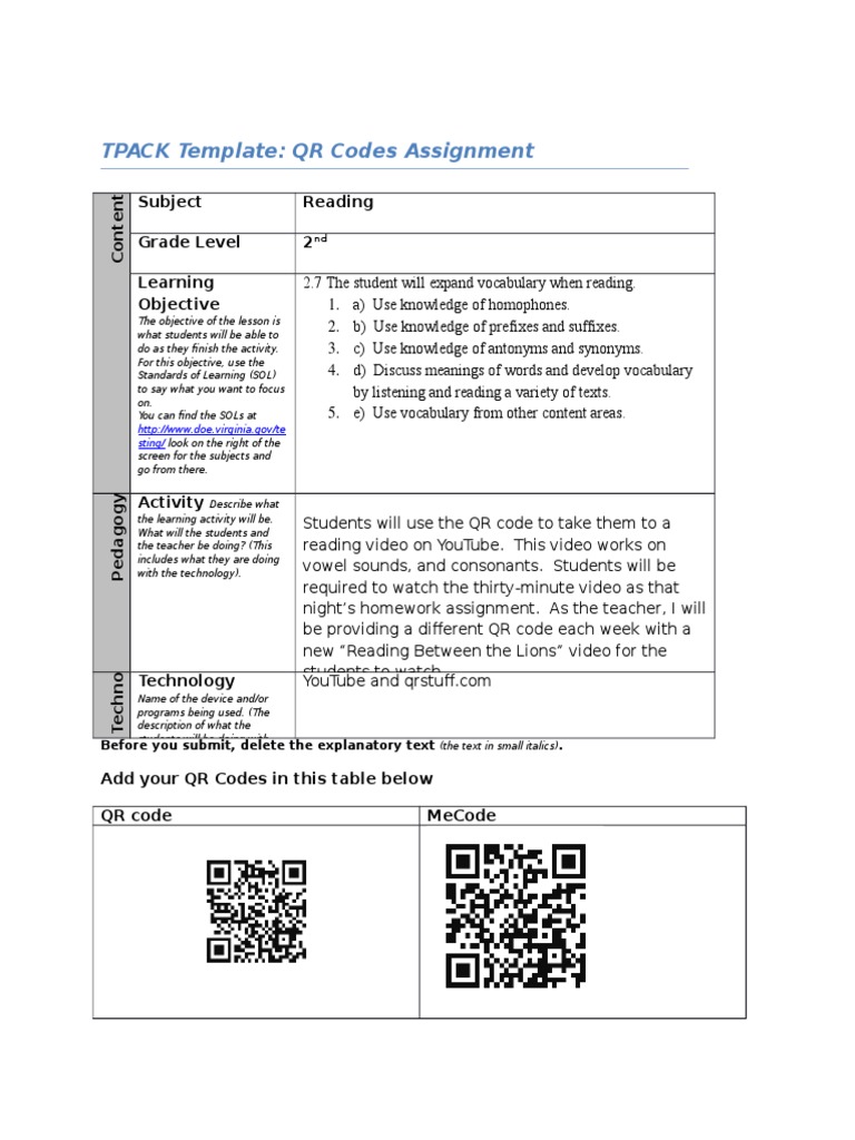 2nd Grade QR Code Reading Activity | PDF