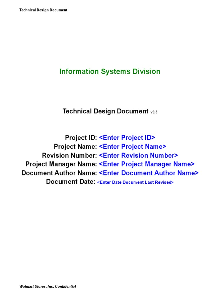 Technical Design Document Template | PDF | Data Model | Specification ...
