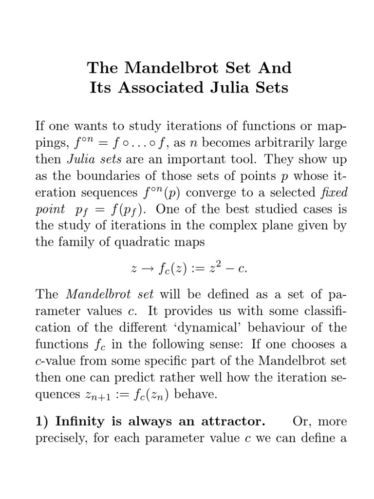 The Mandelbrot Set and Its Associated Julia Sets | PDF | Attractor | Theoretical Physics