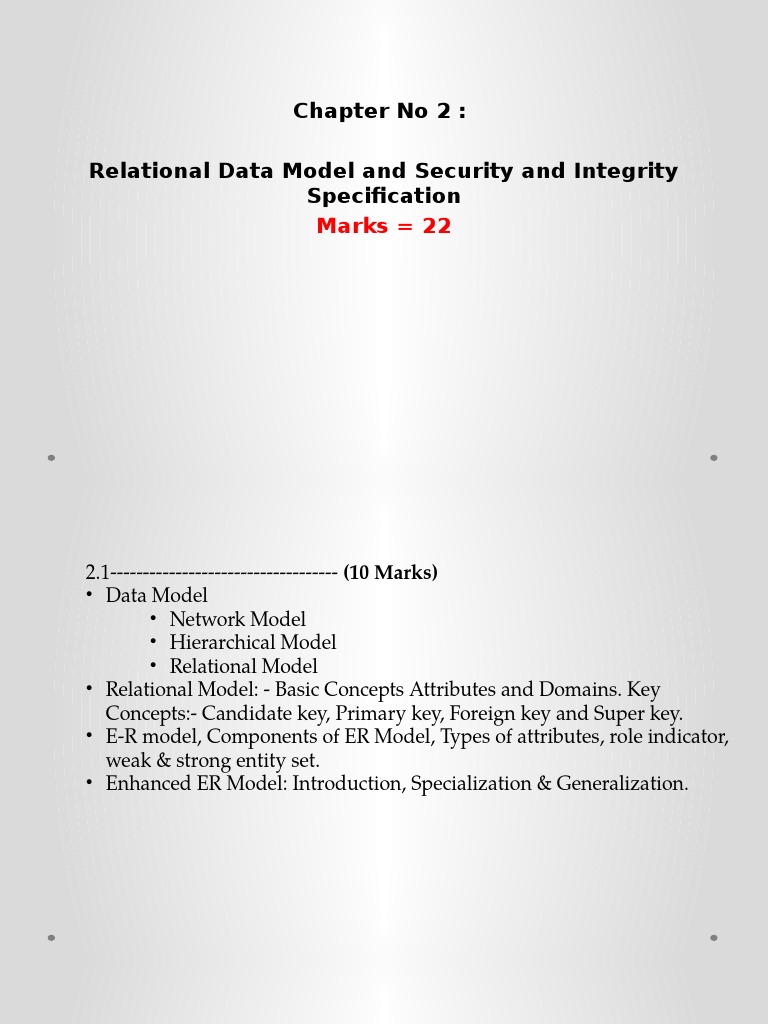 Chapter No 2: Relational Data Model and Security and Integrity Specification | PDF | Relational ...